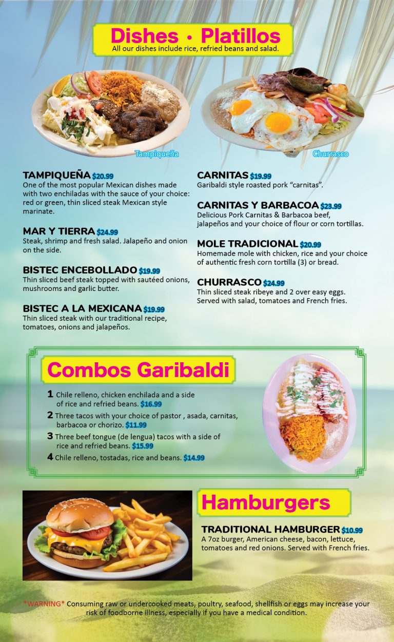 Menu - GARIBALDI MEXICAN RESTAURANT