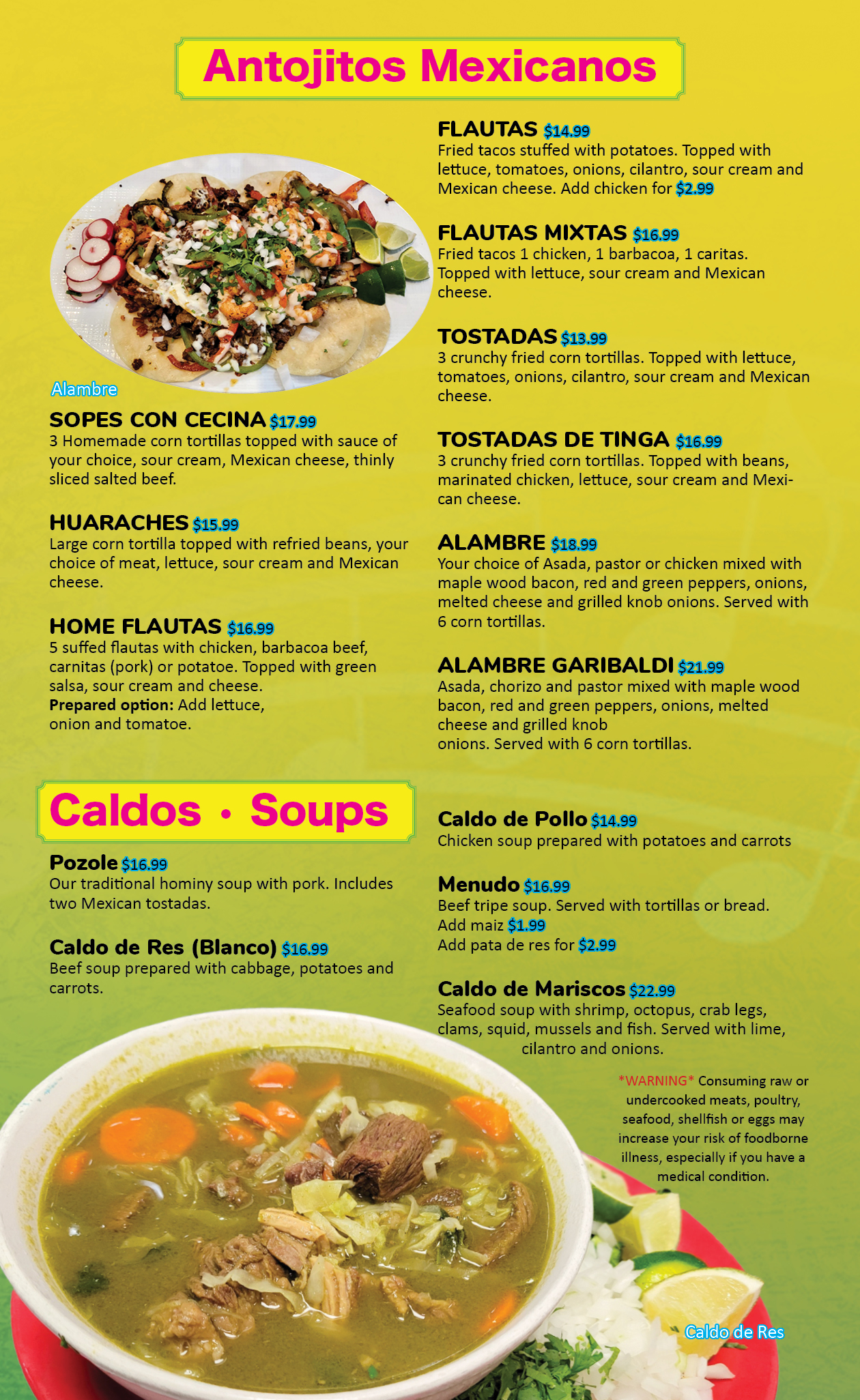 Menu - GARIBALDI MEXICAN RESTAURANT